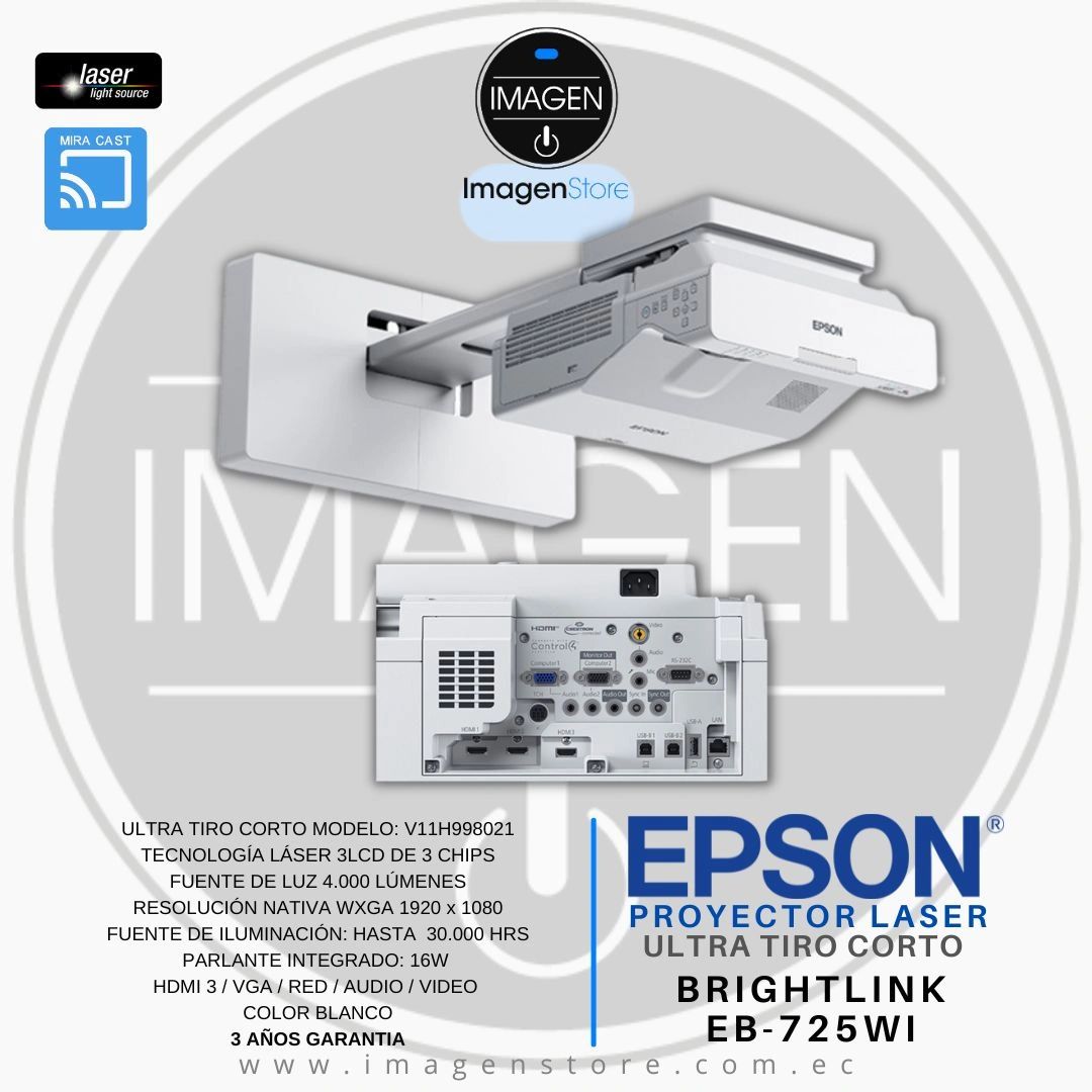 PROYECTOR EPSON LÁSER INTERACTIVO BRIGHTLINK EB-725WI WXGA 3LCD